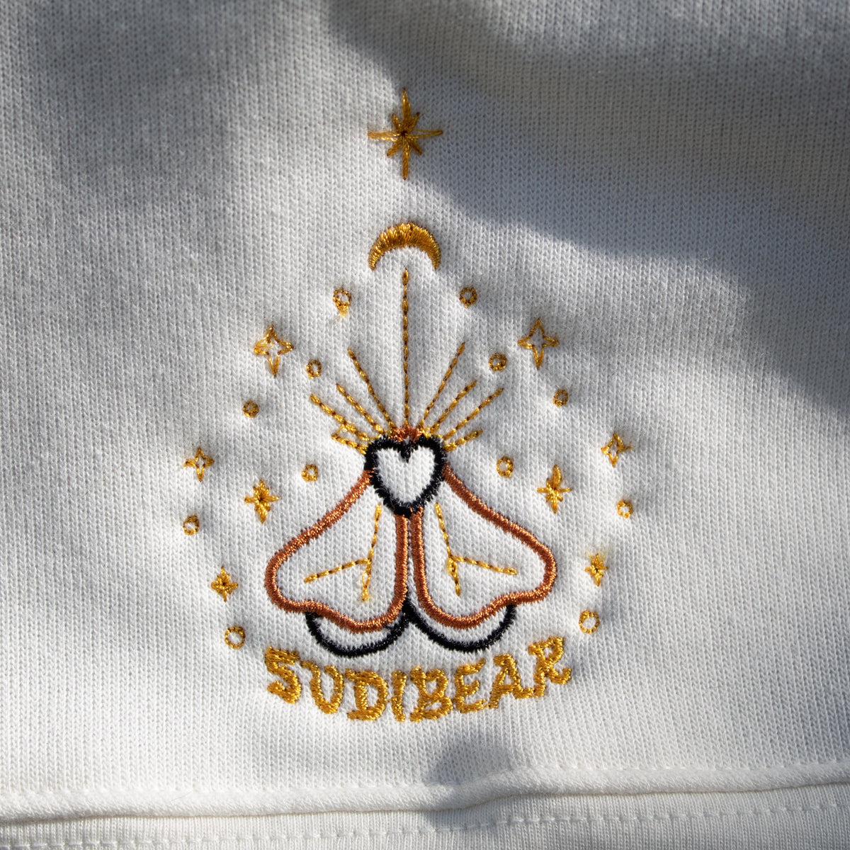 Lunar Eclipse Moth - Vintage Cream Pullover (Handmade and Embroidered ...