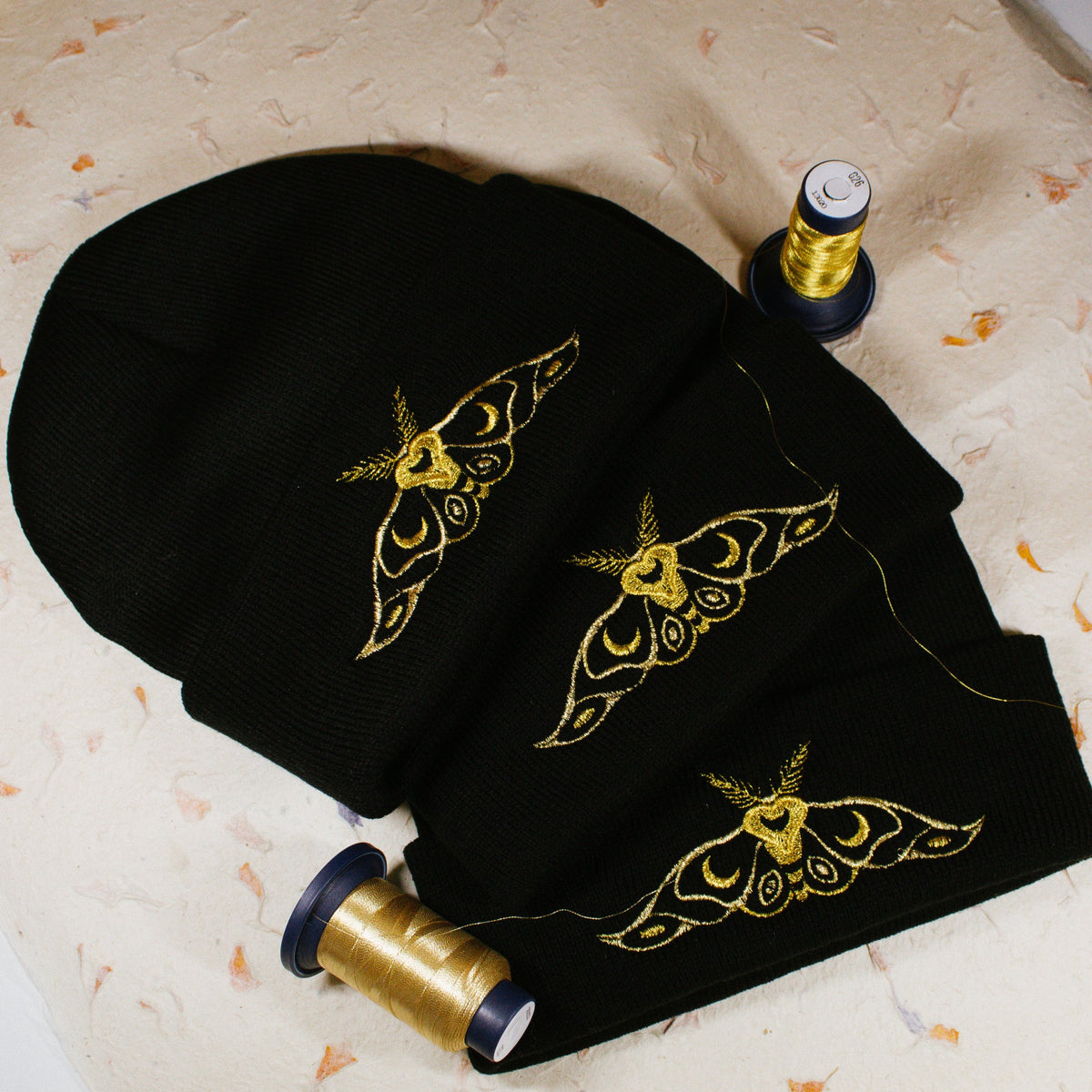 Premium Gold Celestial Moth Beanie | SudiBear